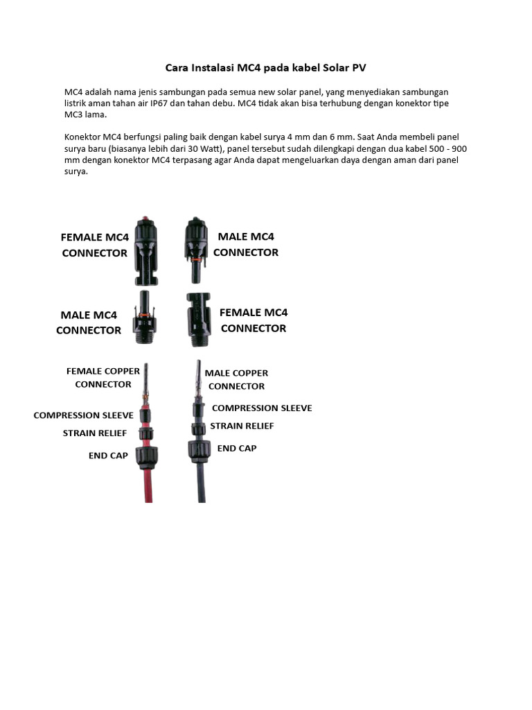 Cara Instalasi MC4 Pada Kabel Solar PV | PDF | Griya & Taman | Komputer