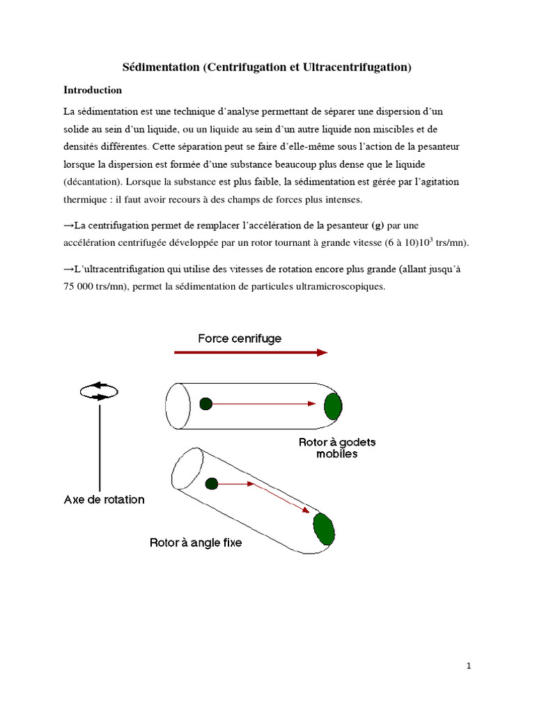 Chapitre II Cours de Sédimentation (Centrifugation Et ...