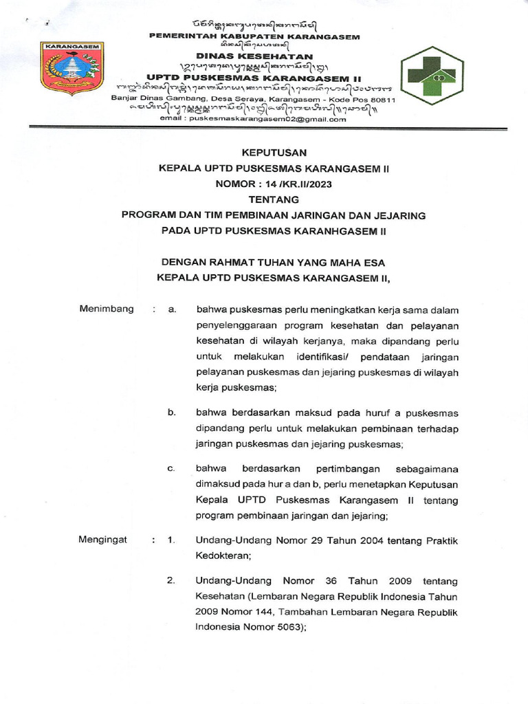 1.2.3.C SK Program Dan Tim Pembinaan Jaringan 2023 | PDF