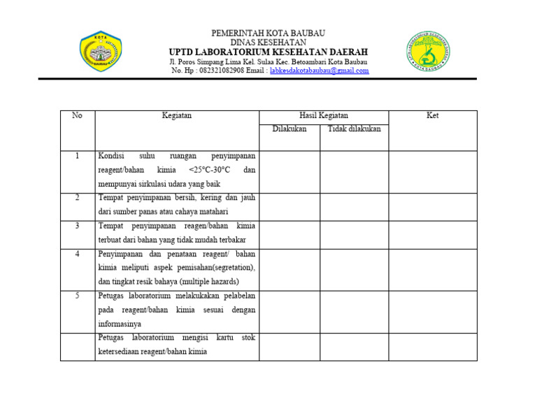 Ep 4 Bukti Pemeliharaan Ruang Penyimpanan Reagen | PDF