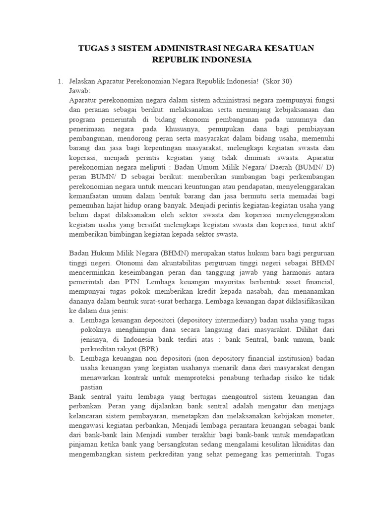 Tugas 3 Sistem Administrasi Negara Kesatuan Republik Indonesia Pdf 