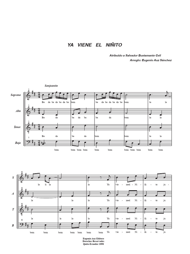 Niñito Ya Viene Coro Solo | PDF
