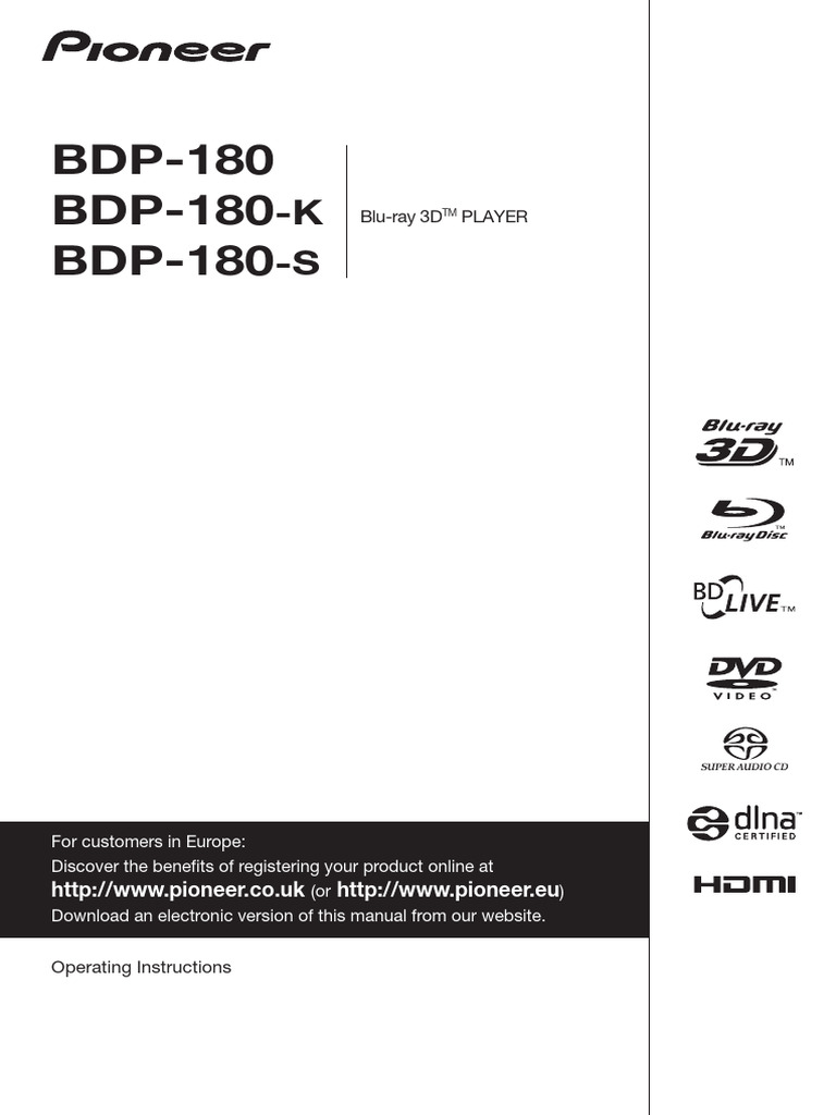 Pioneer BDP-180 | PDF