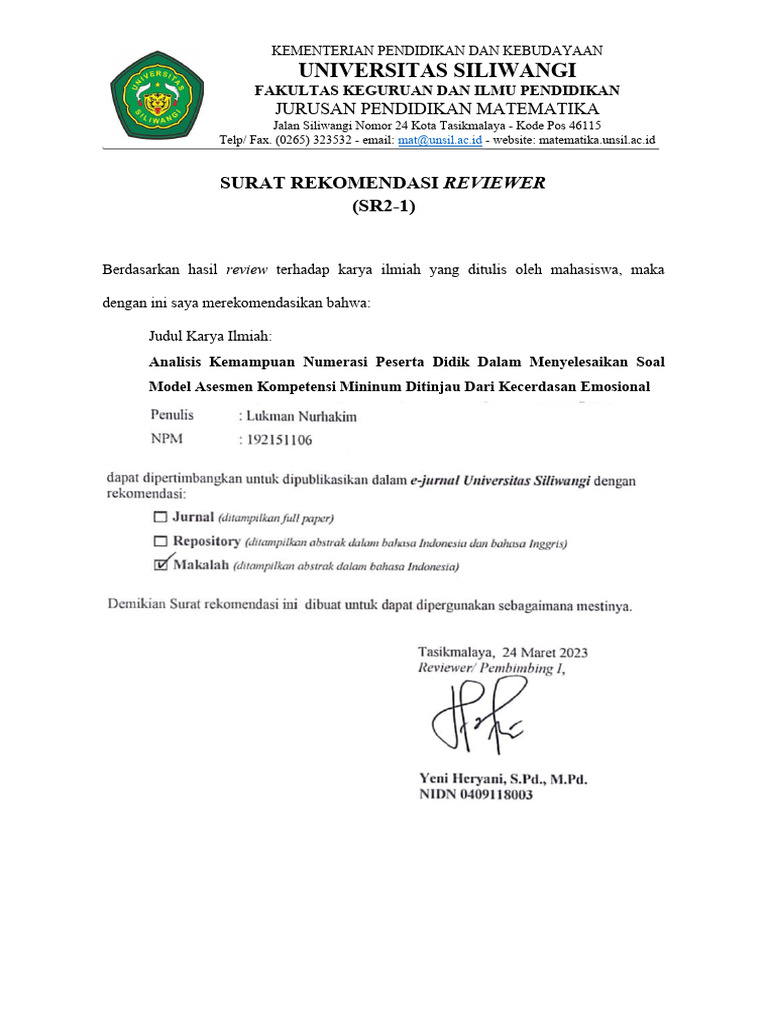 Rekomendasi Reviewer SR2-2 | PDF