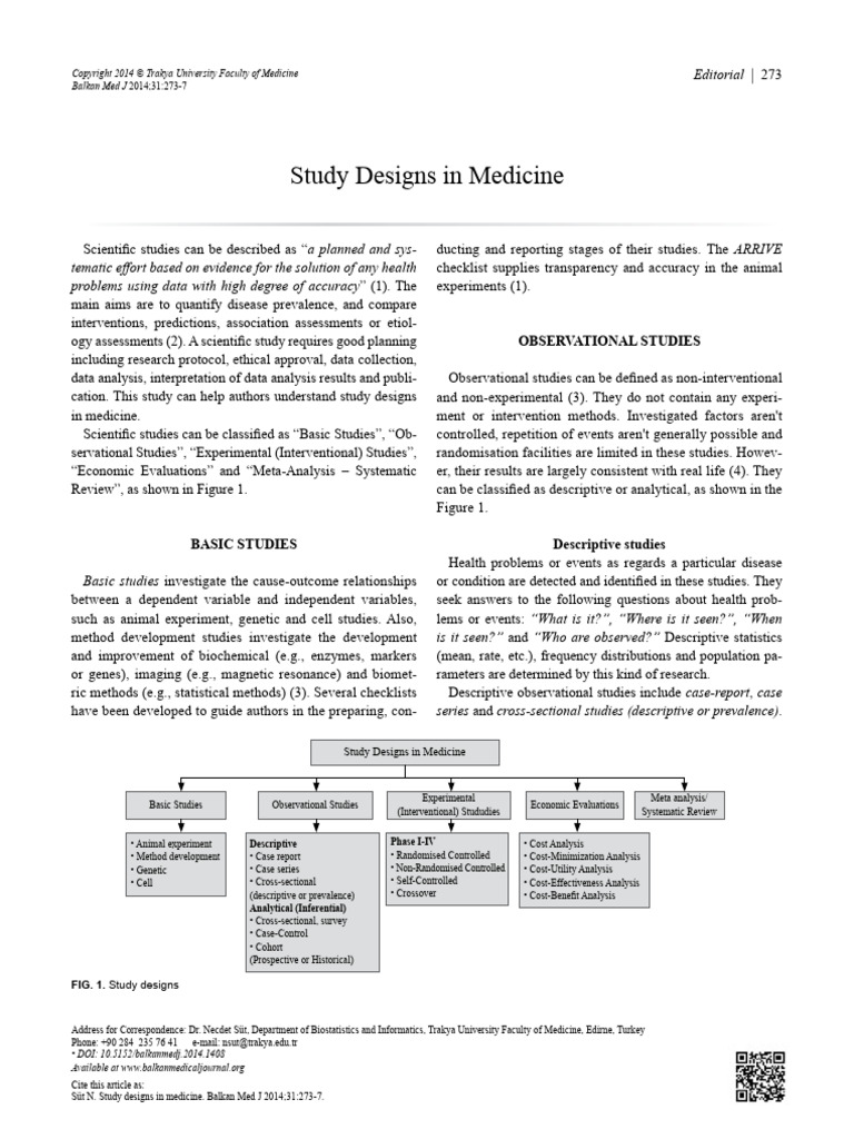 Study Designs in Medicine | PDF | Science & Mathematics
