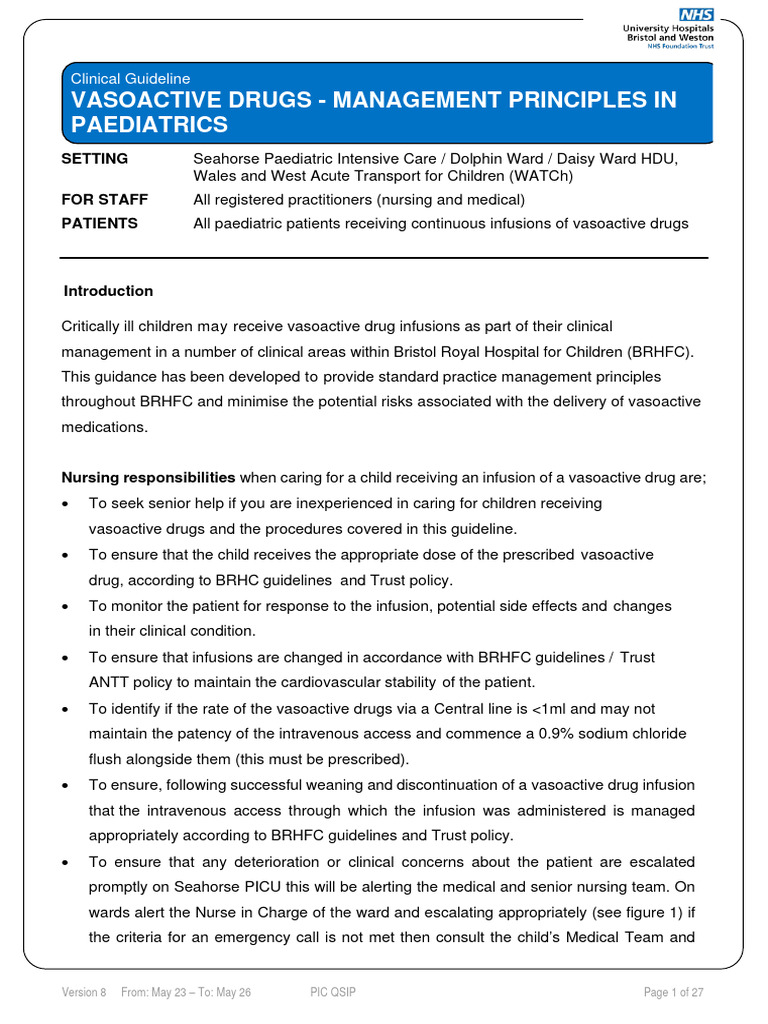 Vasoactive Drugs in Paediatric Intensive Care-8 | PDF