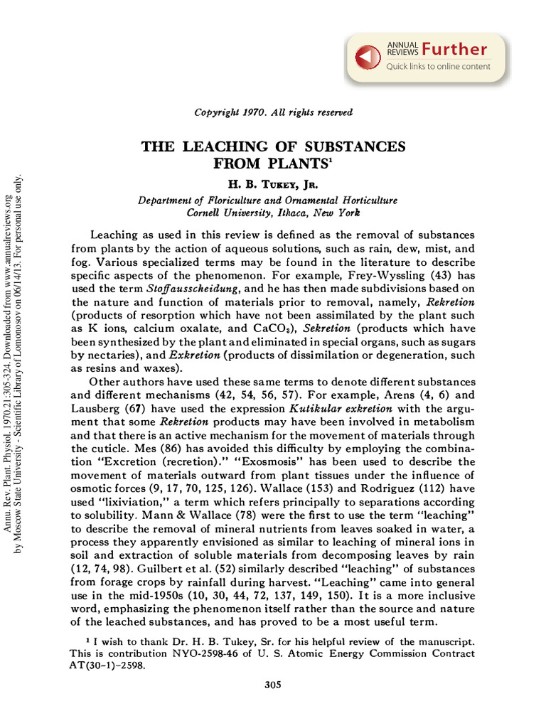 Leaching of Substances From Plants | PDF
