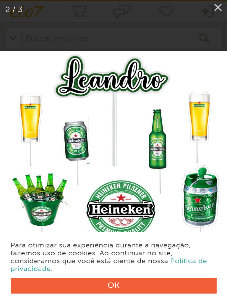 Topo Topper Decoração de Bolo Enfeite Cerveja Heineken Elo7 | PDF