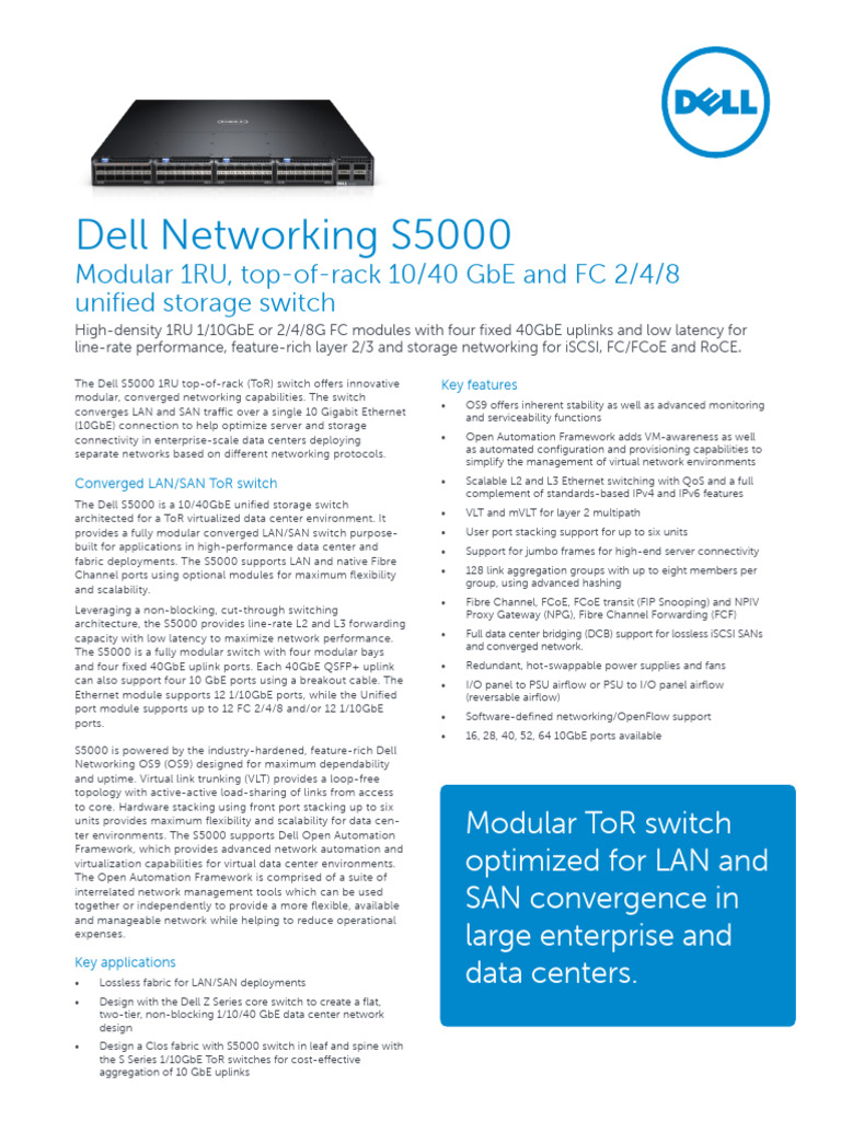 Dell Networking S5000 Spec Sheet Pdf