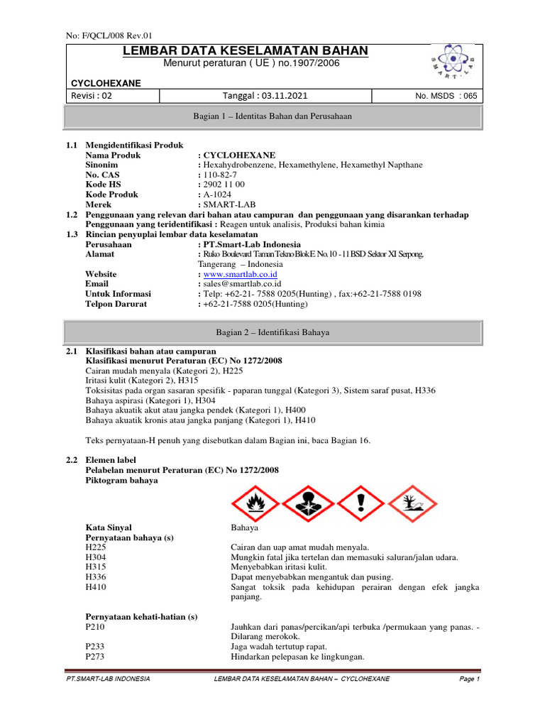 MSDS Cyclohexane (Indo) | PDF
