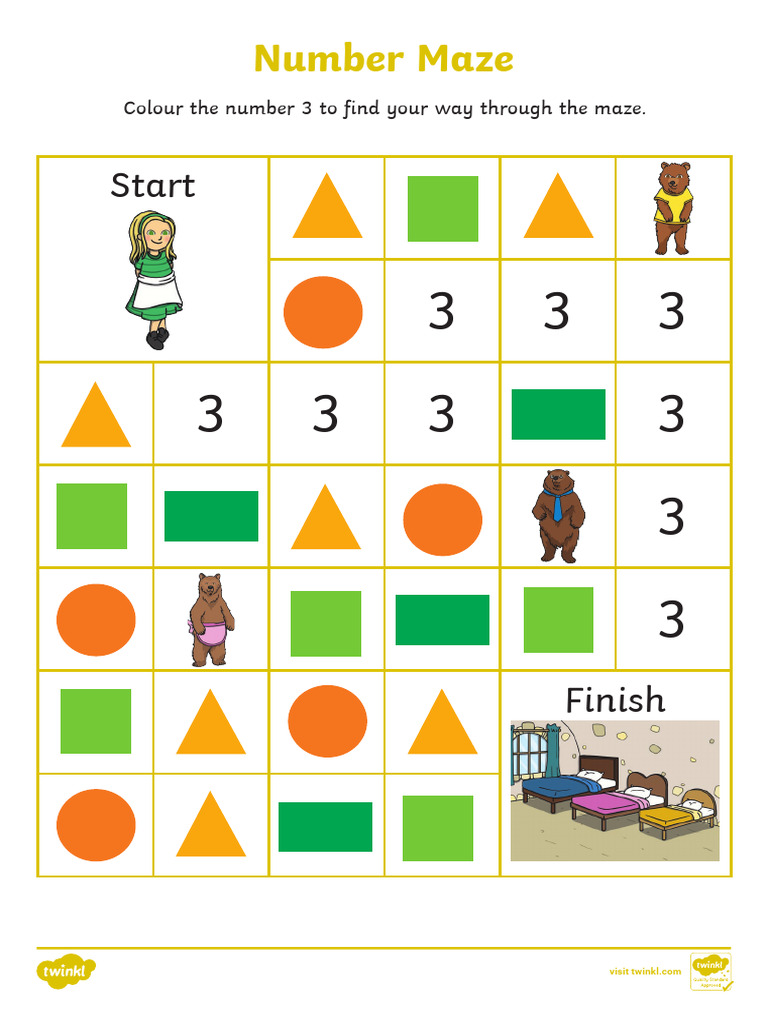 T N 10205 Number 3 Maze Worksheets - Ver - 1 | PDF