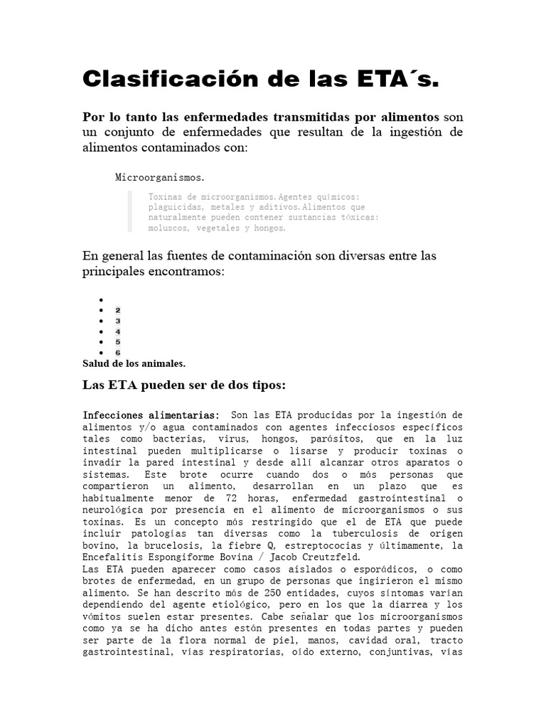 Clasificación de las ETA´s | PDF