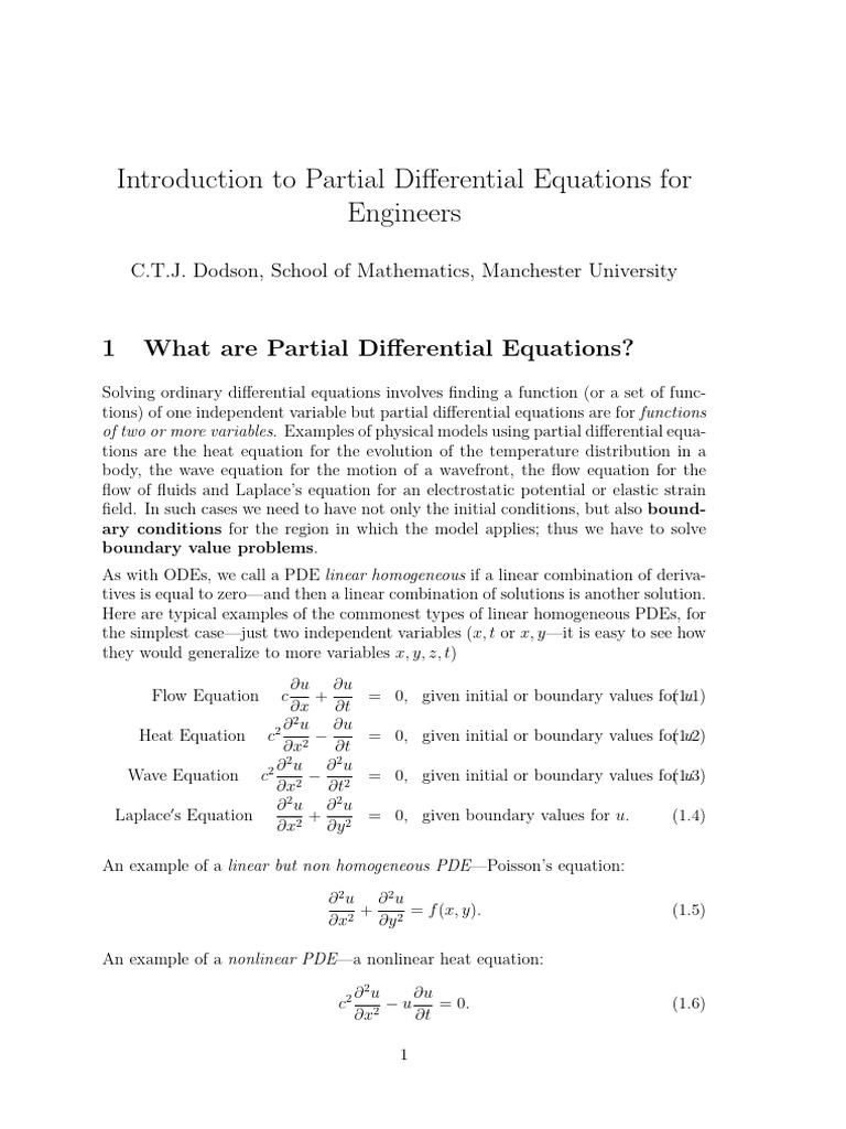 Inroduction To Partial Differential Equations | PDF