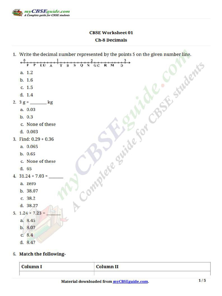 6 Math Ws ch8 1 | PDF