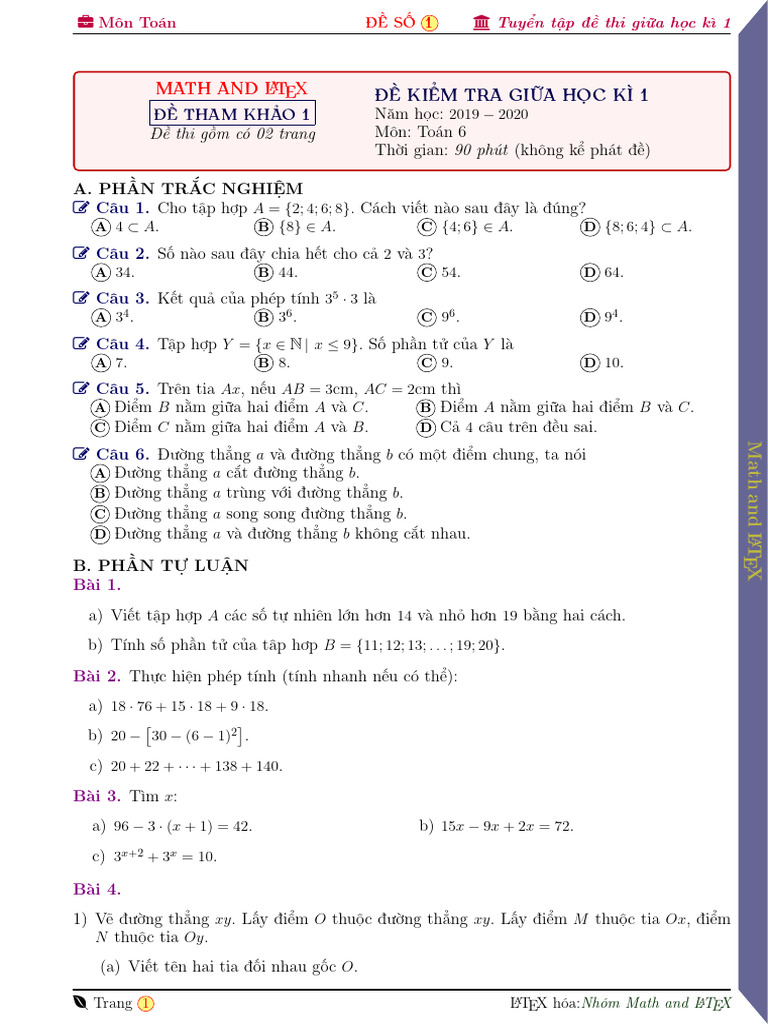 Tuyen Tap 27 de Thi Giua hk1 Toan 6 | PDF