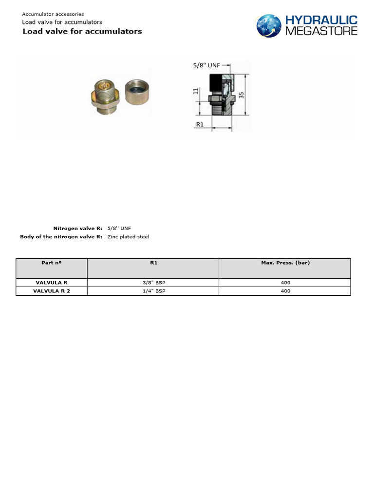 Load Valve For Accumulators | PDF