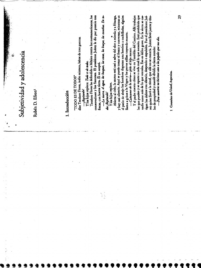 Efron, Ruben (1997) Subjetividad y Adolescencia | PDF