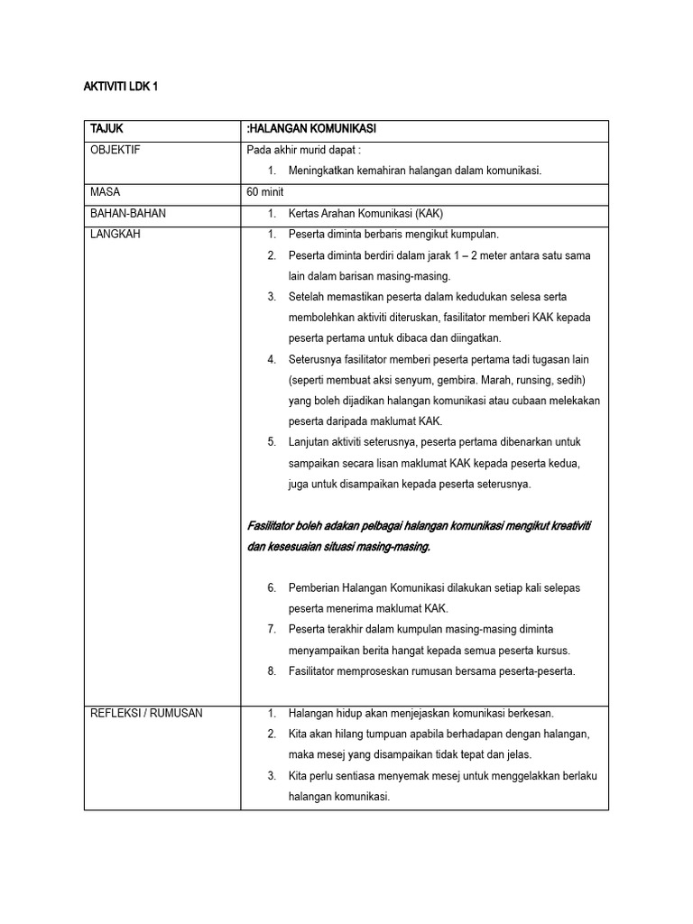 Aktiviti LDK 1 | PDF