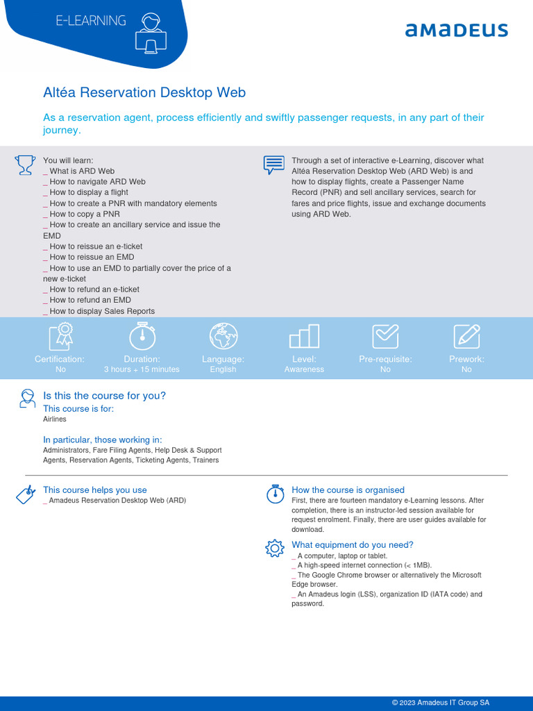 Altéa Reservation Desktop Web Guide | PDF