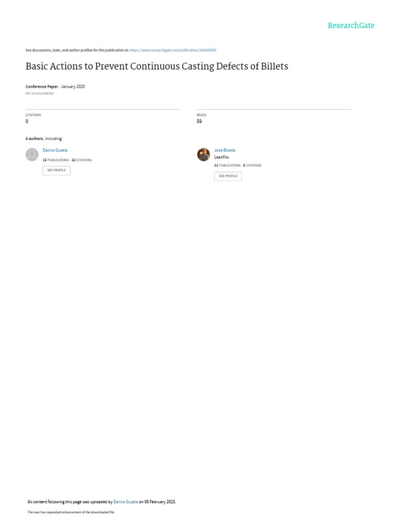 Basic Actions To Prevent Continuous Casting Defects of Billets | PDF