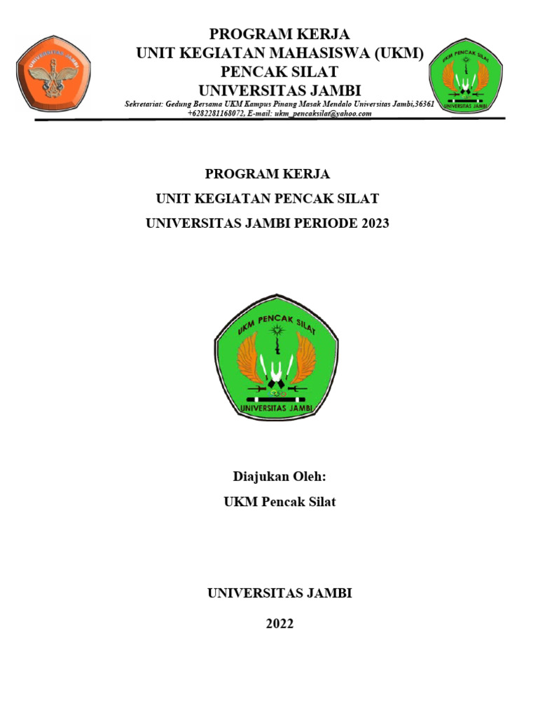 Program Kerja Ukm Pencak Silat Unja 2023 | PDF