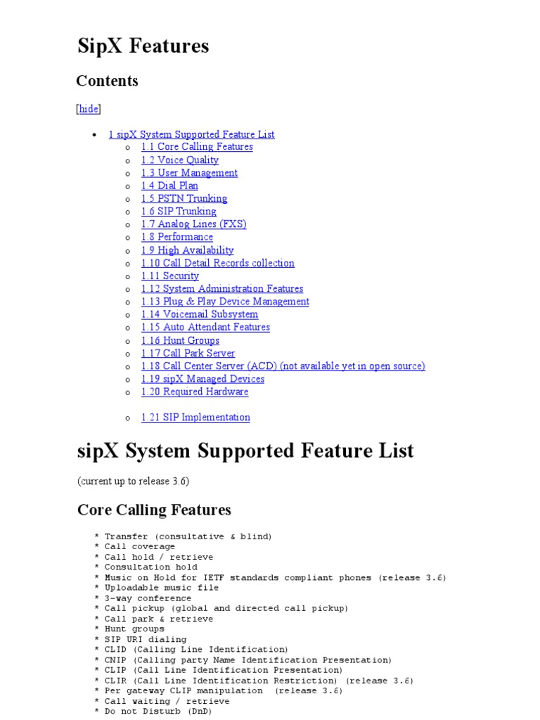 SipX System Features Overview | PDF | Session Initiation Protocol ...