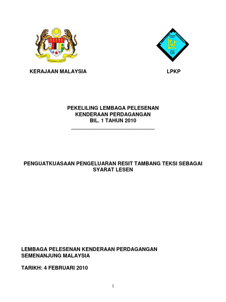 Lesen Teksi Resit Bercetak | PDF