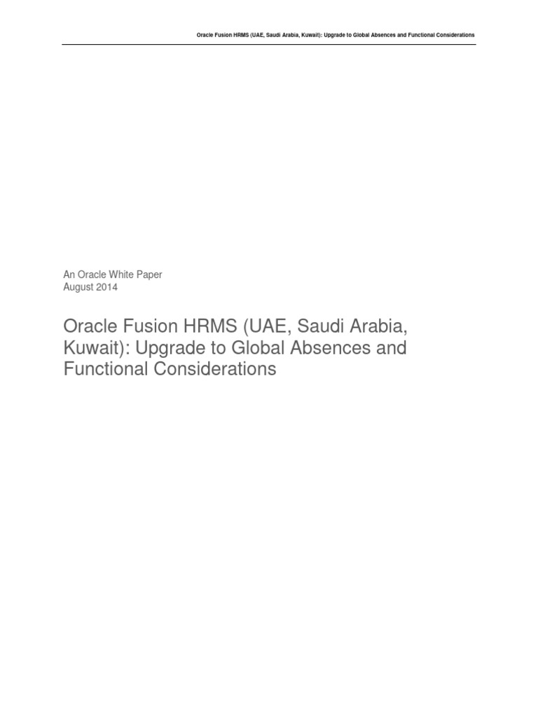 Oracle Fusion HRMS Absences Upgrade Setup For GCC | PDF