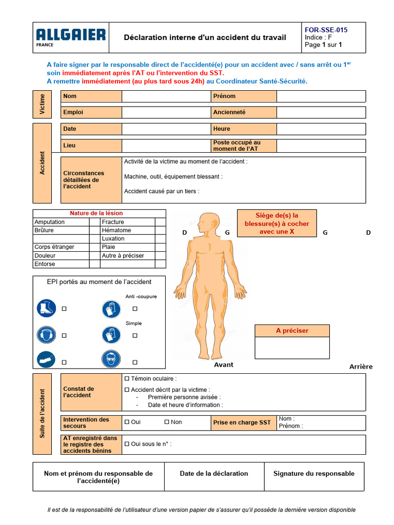 Declaration Interne D'un Accident Du Travail-G | PDF