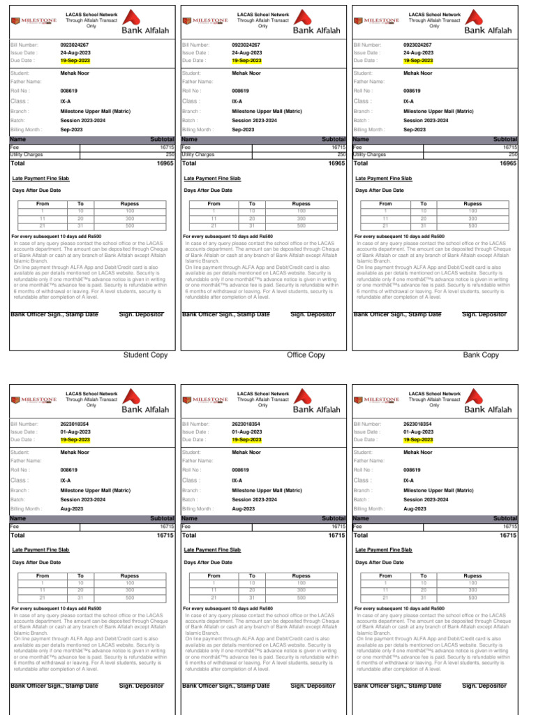 Fee Challan Students Only | PDF