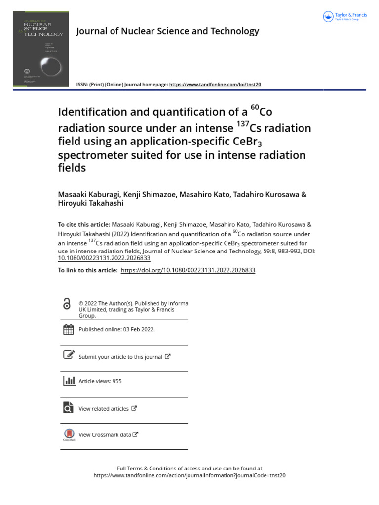 Identification and Quantification of A 60co Radiation Source Under An ... Identification and Quantification of A 60co Radiation Source Under An ...