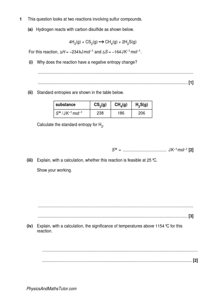 Enthalpy, Entropy & Free Energy 1 QP | PDF