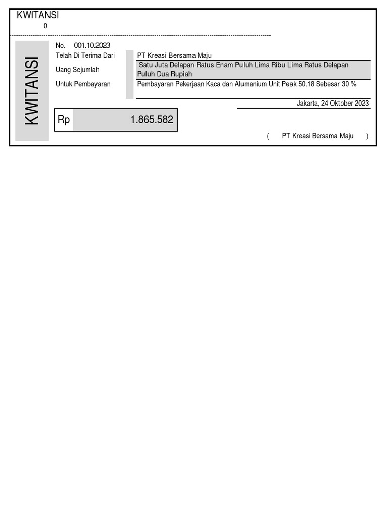 Aplikasi Kwitansi Excel Otomatis PDF