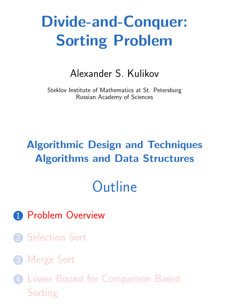 03 Divide and Conquer 4 Sorting | PDF 03 Divide and Conquer 4 Sorting | PDF