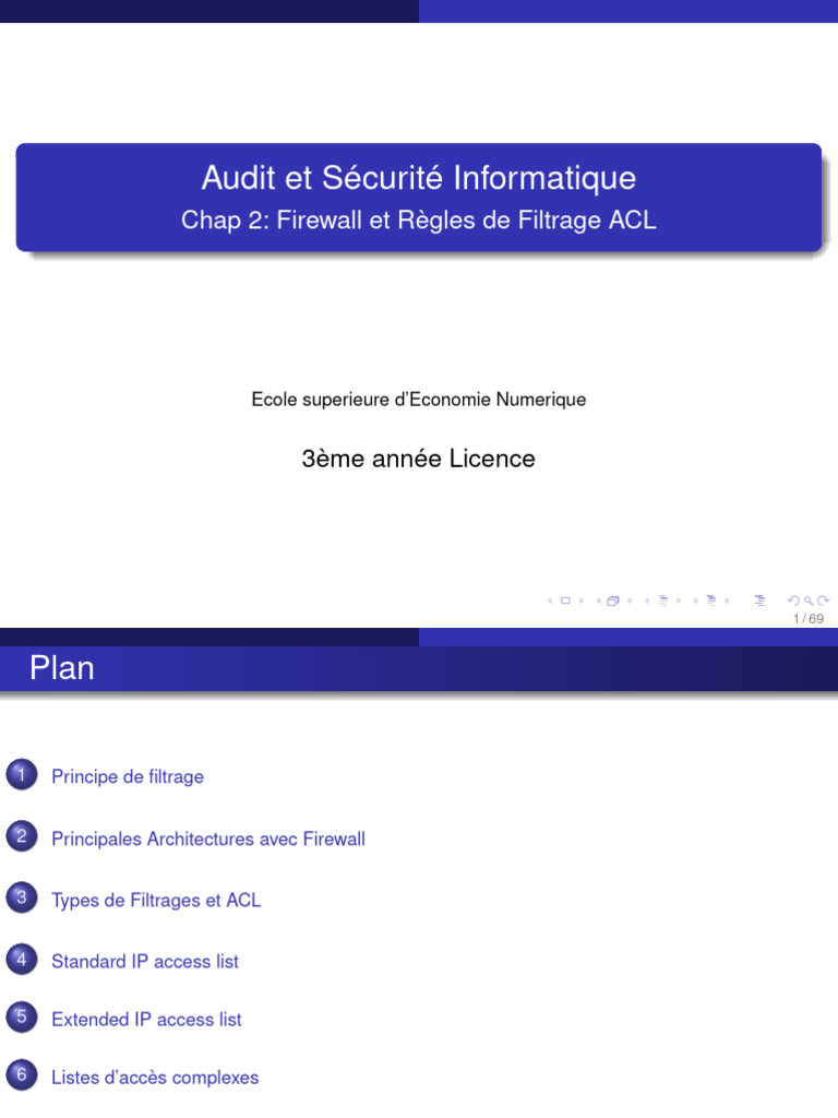 Filtrage et ACL dans les Firewalls | PDF
