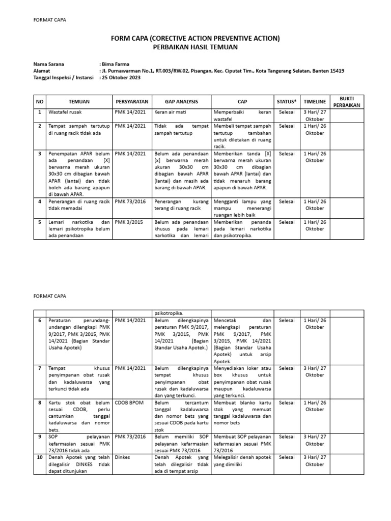 Form Capa Tugas | PDF