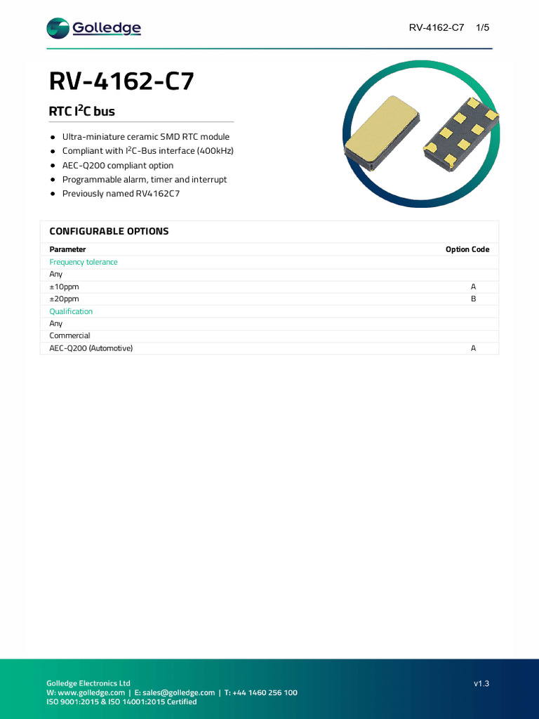 Rv-4162-C7 Rv-4162-C7: RTC I Rtcicbus C Bus | PDF
