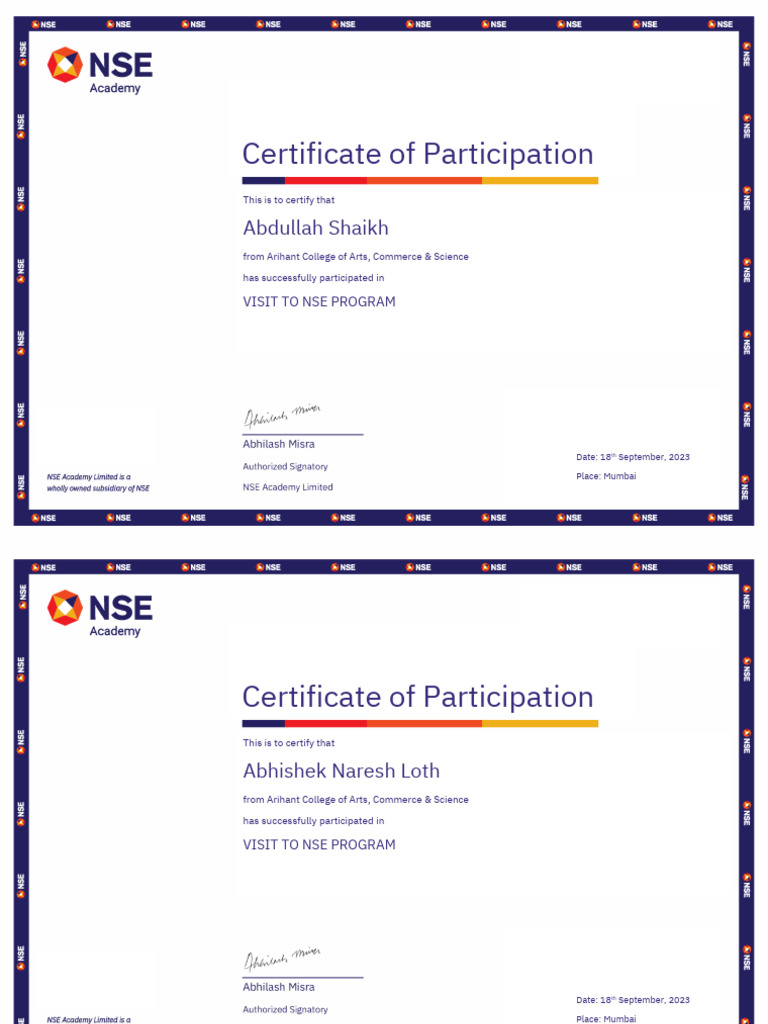 NSE Certificate | PDF