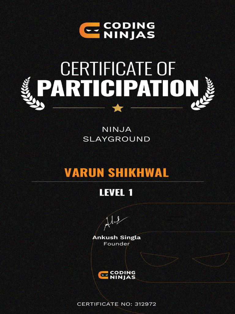 Certificate Of Event Ninja Slayground Pdf 