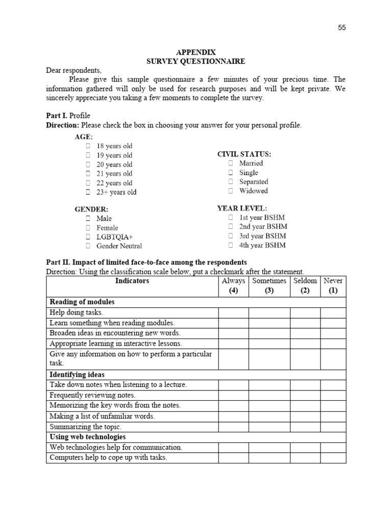 Appendix Survey | PDF | Career & Growth