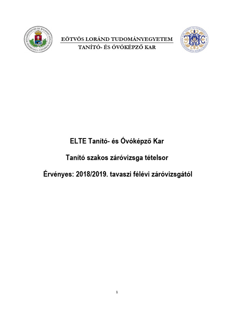 Zarovizsga Tetelek ELTE TOK | PDF