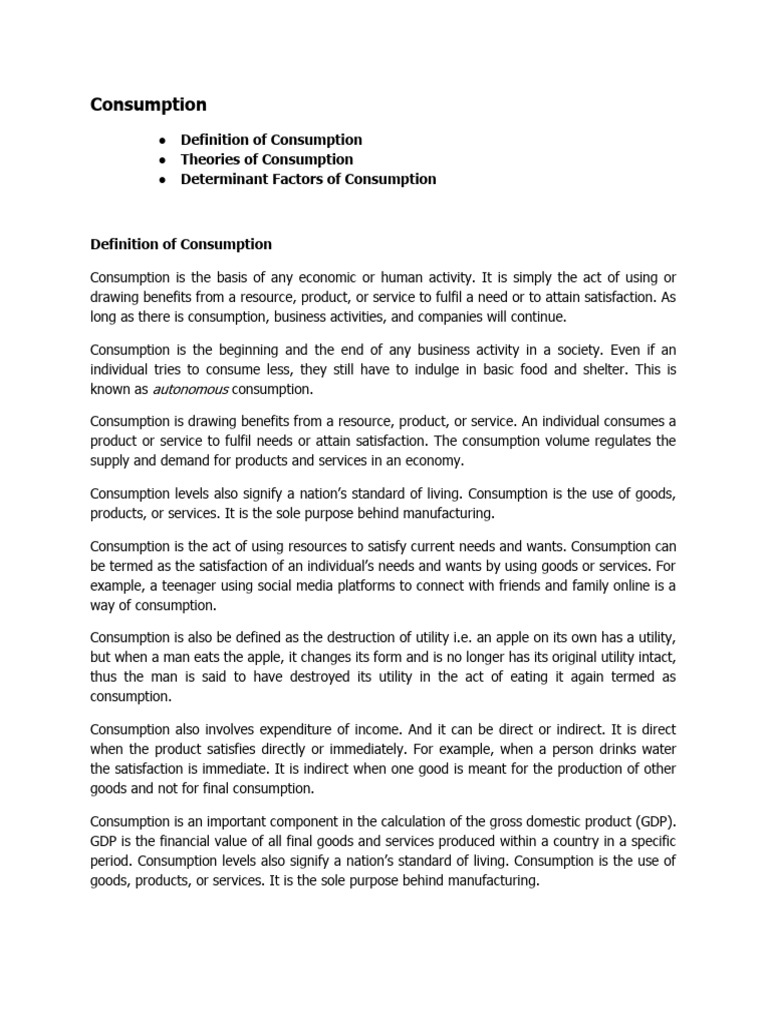Consumption | PDF
