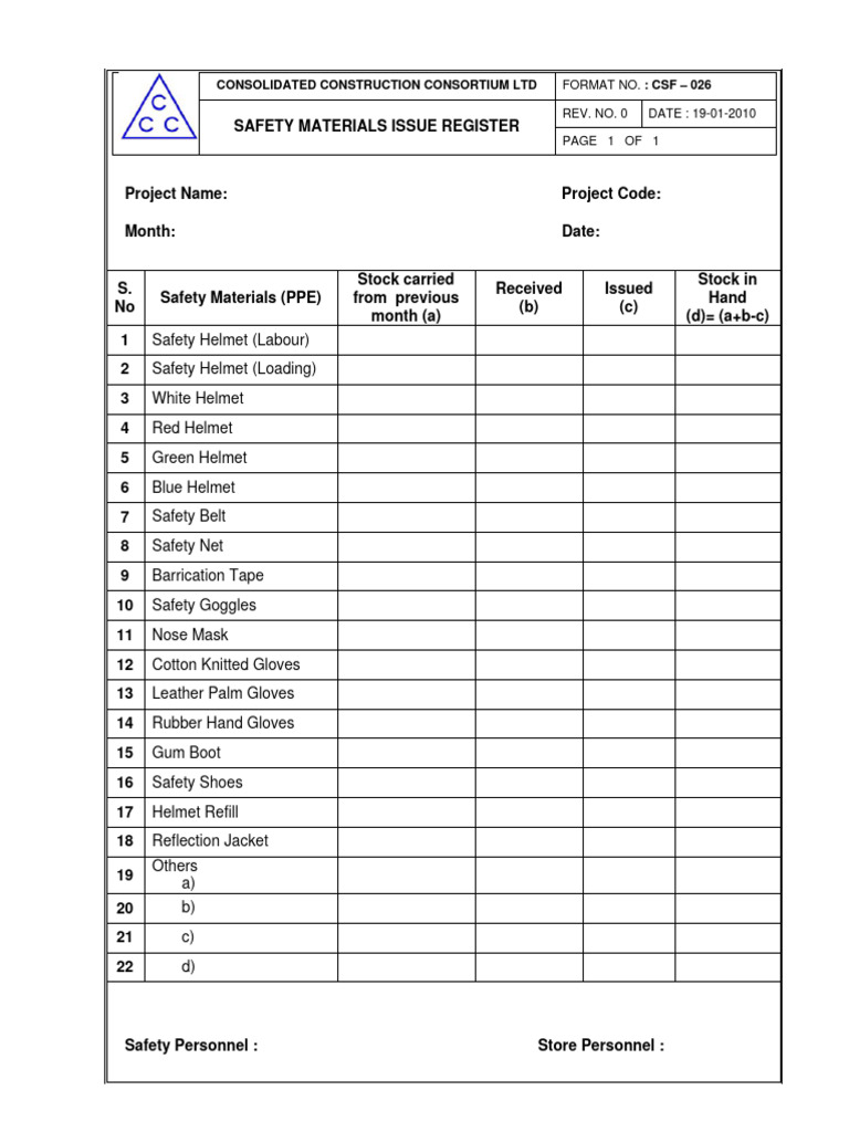 PPE Stock Register | PDF