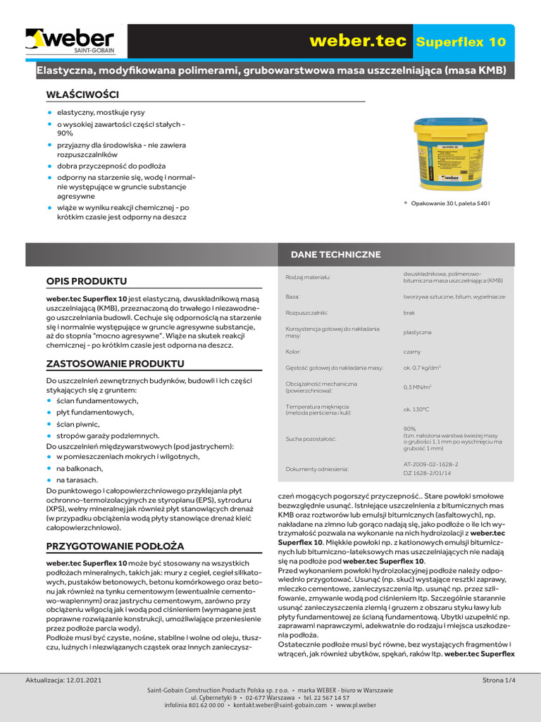 Printable Sheet Weber Tec Superflex 10 | PDF