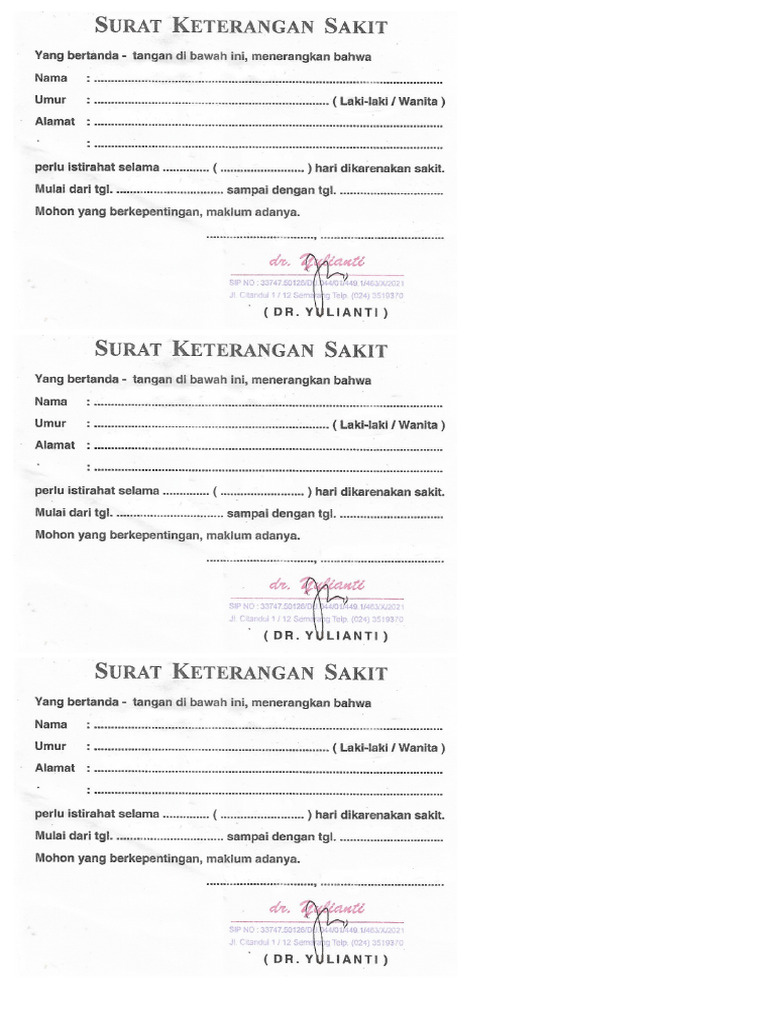 Surat Ijin Sakit | PDF