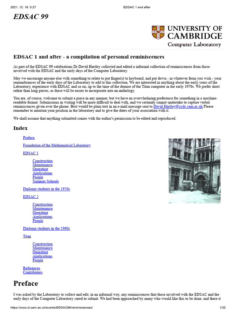 EDSAC 1 and After - A Compilation of Personal Reminiscences | PDF