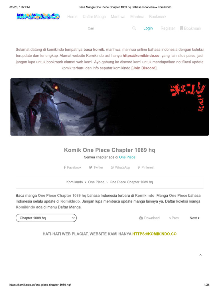 Baca Manga One Piece Chapter 1089 HQ Bahasa Indonesia - KomikIndo | PDF