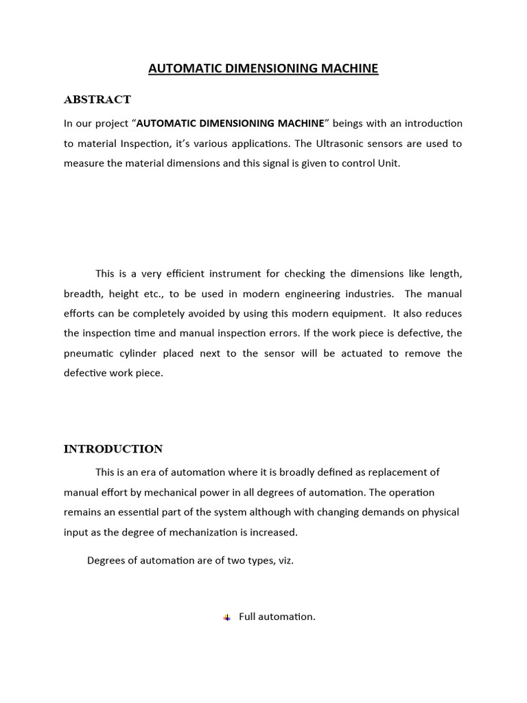 Automatic Dimensioning Machine | PDF Automatic Dimensioning Machine | PDF