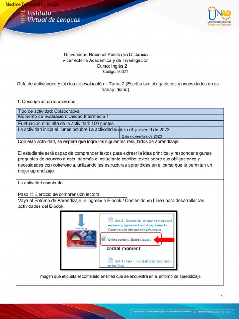 Activities Guide And Evaluation Rubric Unit 1 Task 2 Write Your Obligations And Needs In