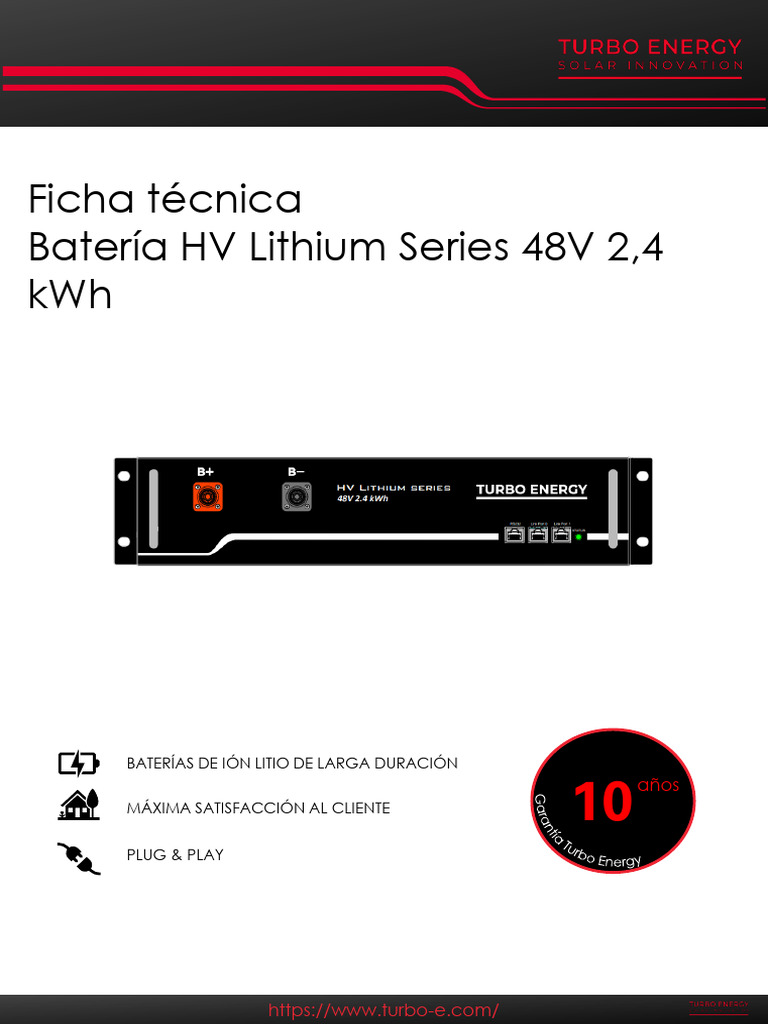 647857bdb4d1358e7f27c40d - Ficha Técnica HV Lithium Series 48V 24 KWH | PDF